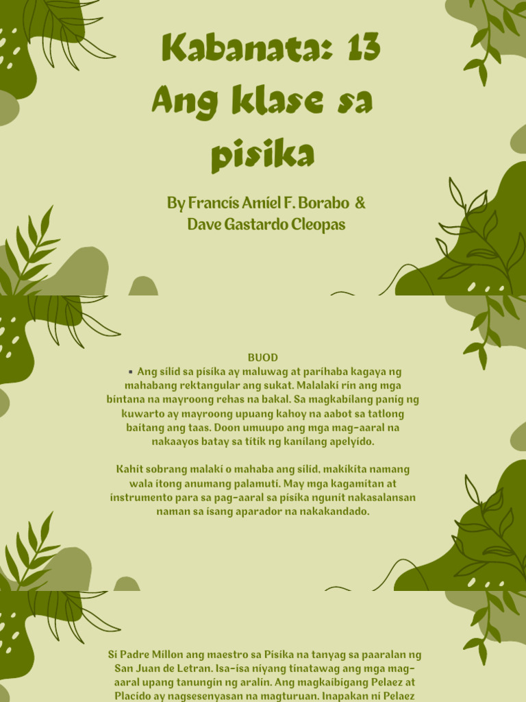El Filibusterismo Kabanata 13 Ang Klase Sa Pisika - 20260306 - 232705 ...