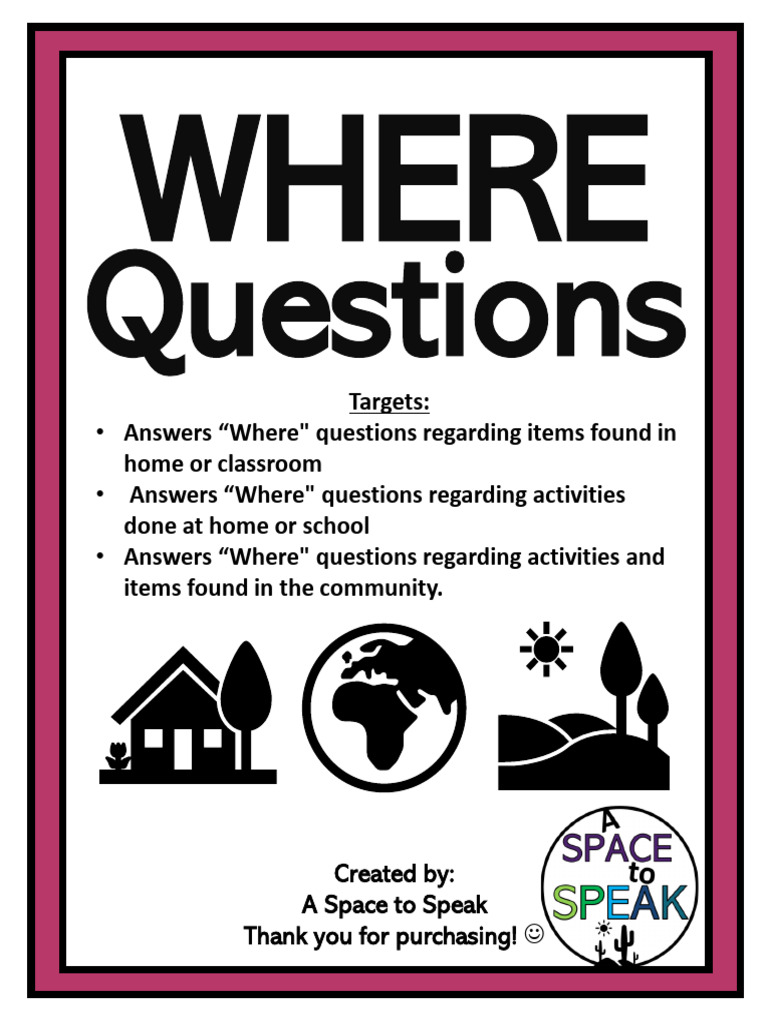 WHERE Questions For Autism & Speech Therapy | PDF