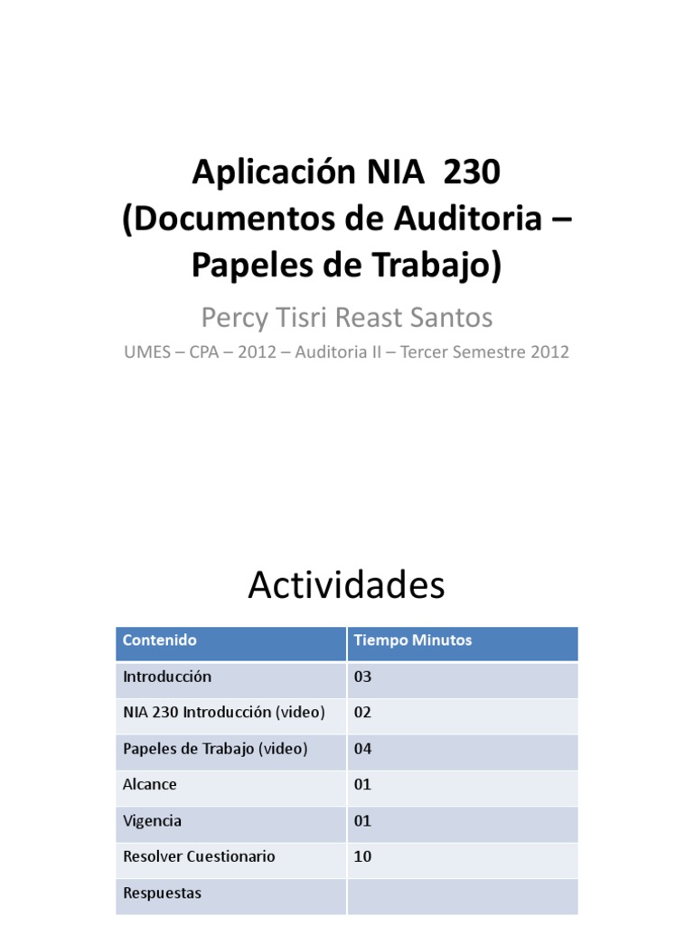Nia 230 | Auditoría financiera | Contralor