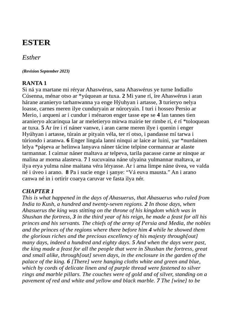 Esther Quenya Bible Quenya Bible Quenya Bible | PDF | Esther | Book Of ...