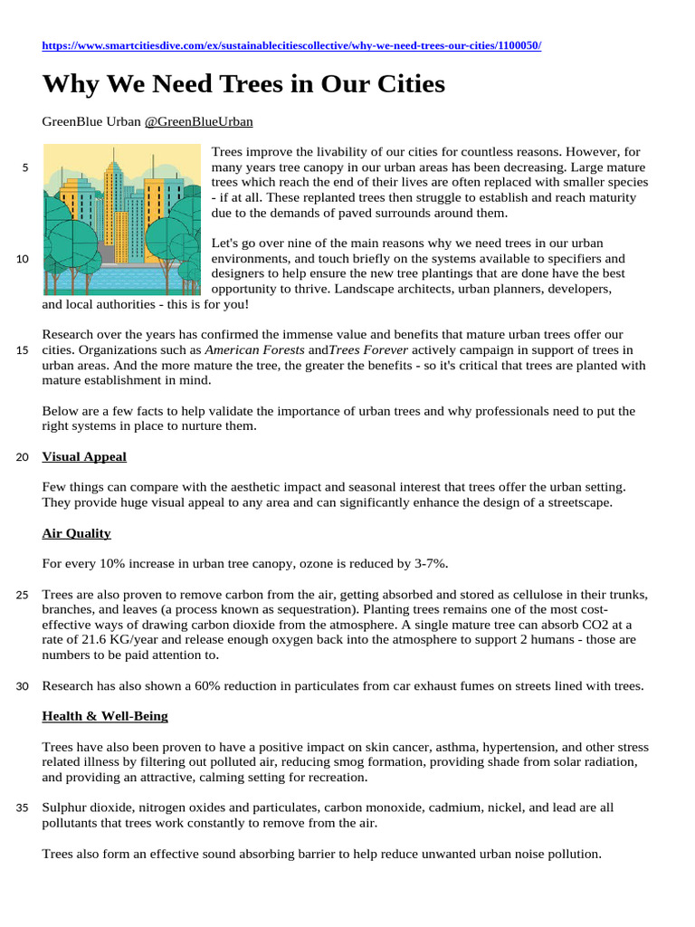 Why We Need Trees in Our Cities | PDF | Trees | Atmosphere Of Earth