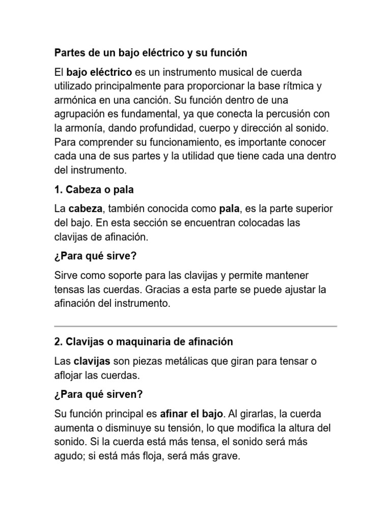 partes de un bajo | PDF