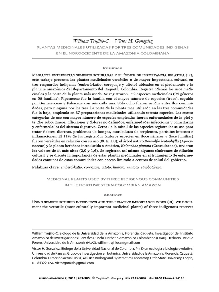 William Trujillo-C. - Victor H. Gonzalez | PDF | Selva amazónica