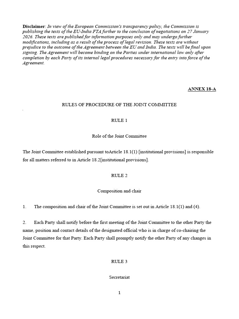Annex 18-A Rules of Procedure of Joint Committee | PDF | Government ...