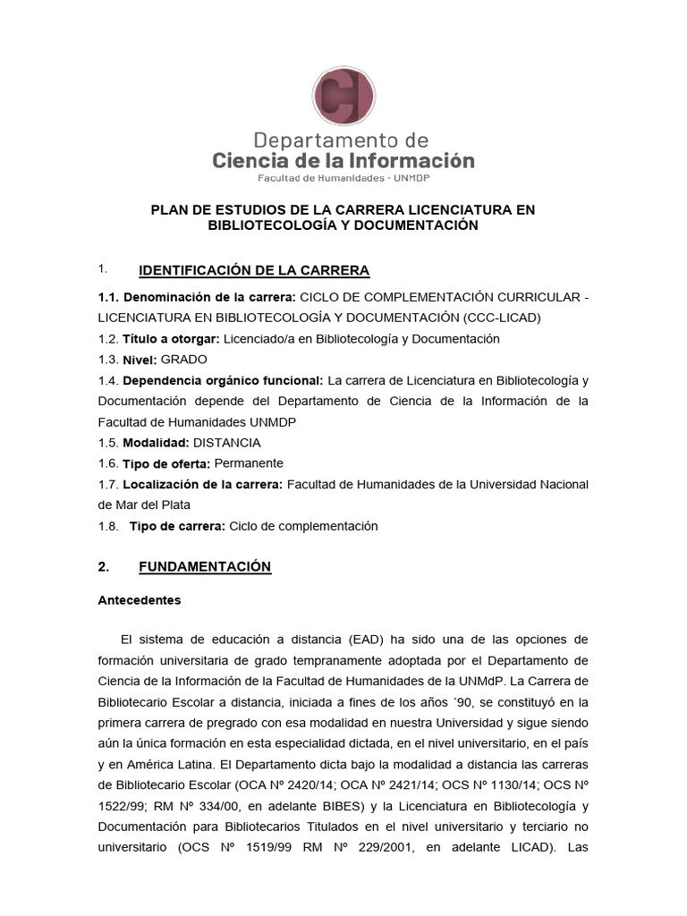 Plan Licad | PDF | bibliotecario | Conocimiento