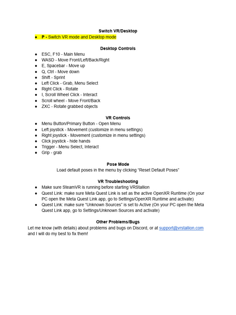 VR Stallion Instructions | PDF