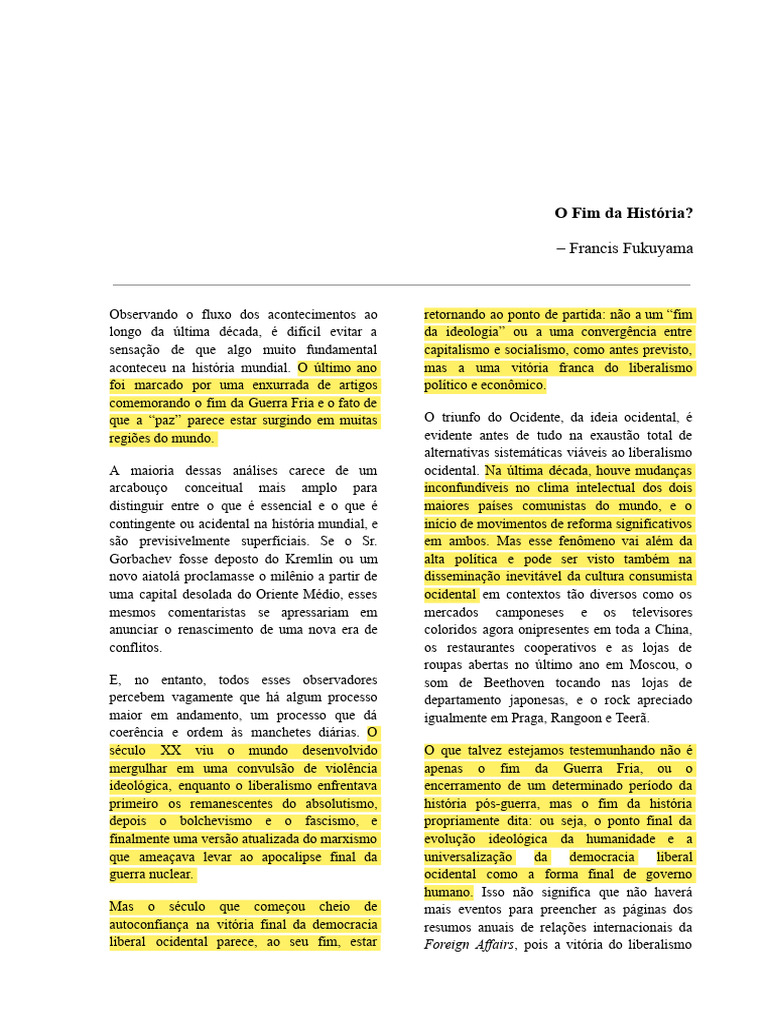 FUKUYAMA, Francis - The End of History (1) | PDF | Política mundial ...