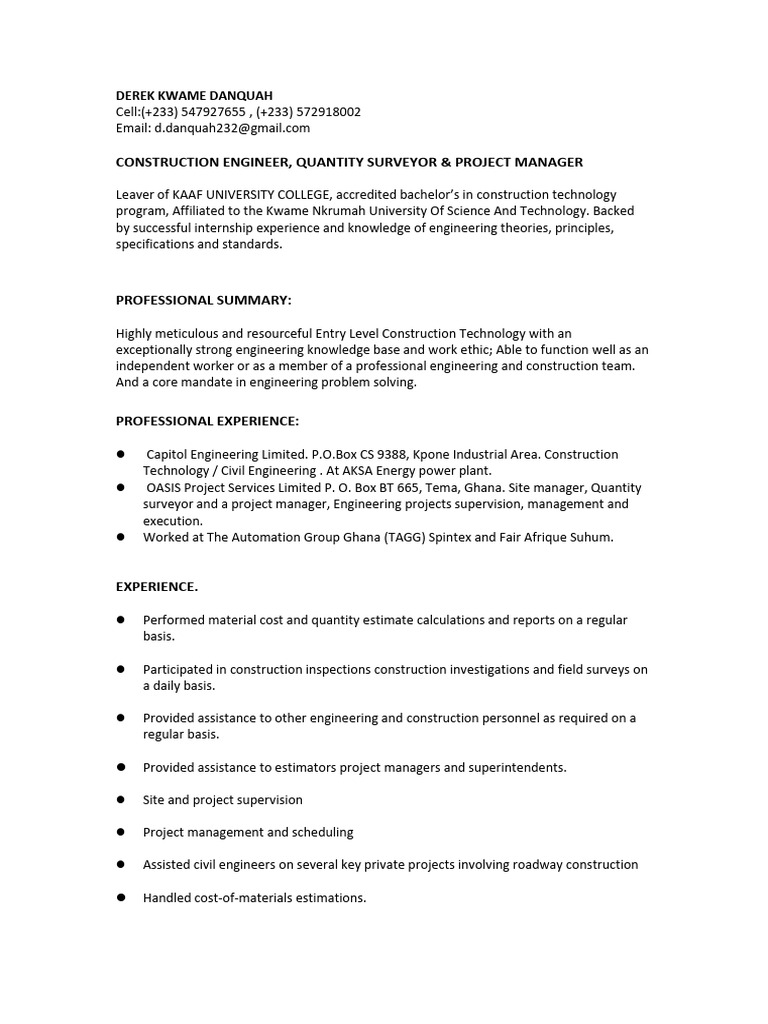 Derek Kwame Danquah Cv | PDF
