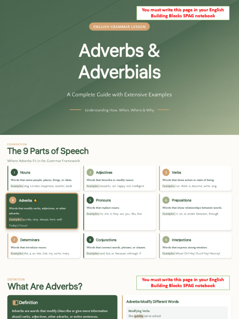 T2-L5-Adverbs & Adverbials - Complete Grammar Lesson | PDF | Adverb ...