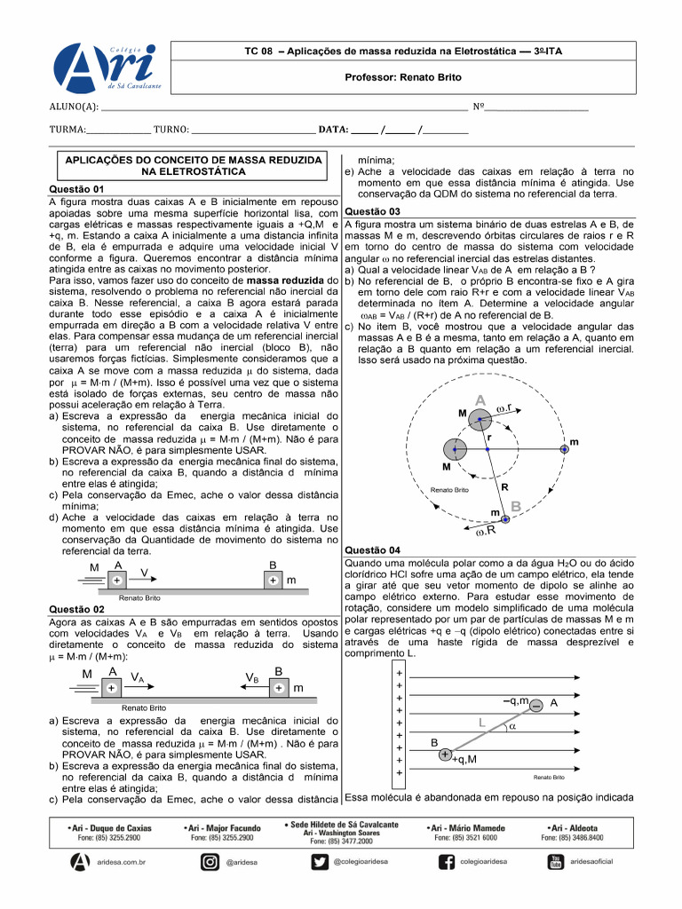 TC 8 - Massa Reduzida Na Eletrostatica - Fisica 4 (1) | PDF