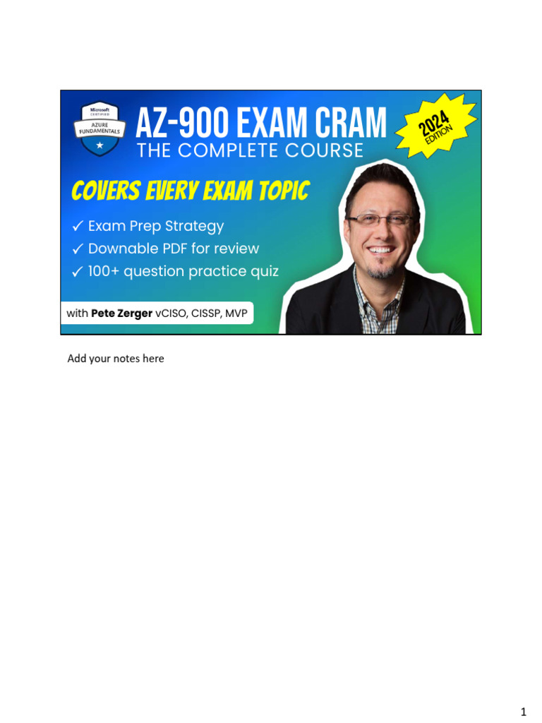 Video - Az-900 Exam Cram Full-2024_notes | PDF | Cloud Computing ...