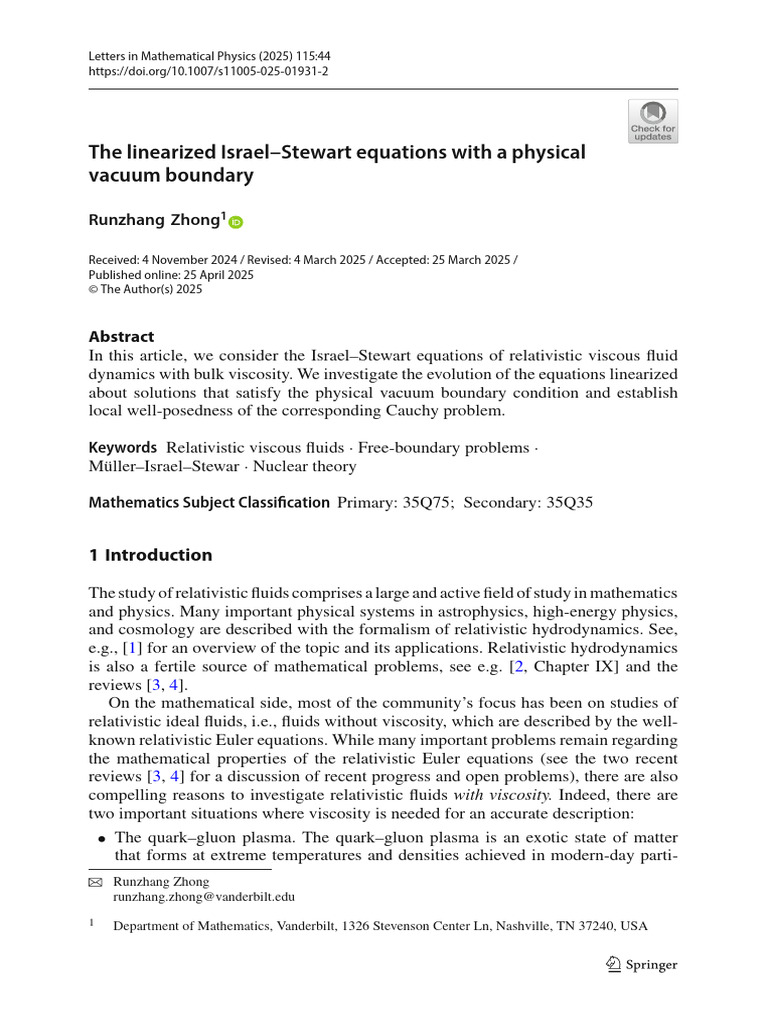 The Linearized Israel-Stewart Equations With A Physical Vacuum Boundary ...