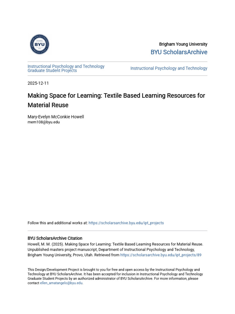 Making Space for Learning_ Textile Based Learning Resources for M | PDF ...