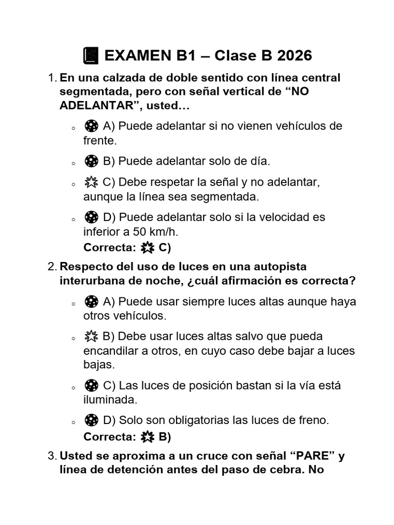 ? Examen B1 | PDF | Neumático | Semáforo