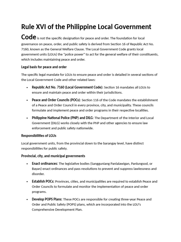 Rule XVI of The Philippine Local Government Code Is Not The Specific ...