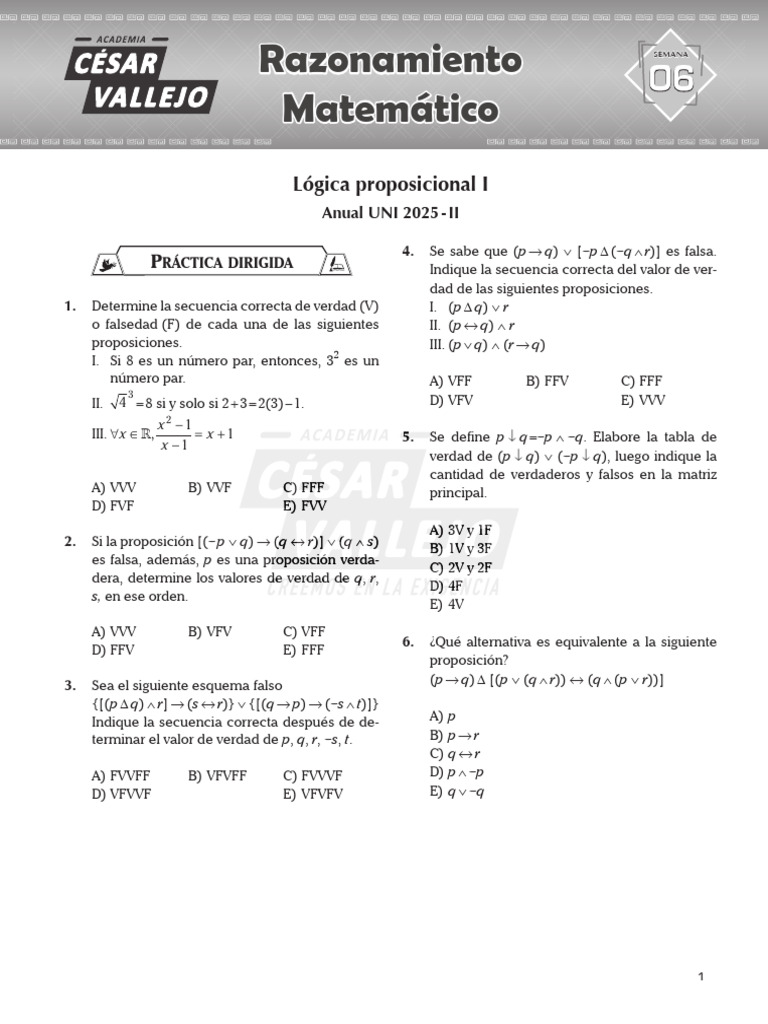 Rm Acv Dir Sem06 | PDF | Proposición | Metalogica