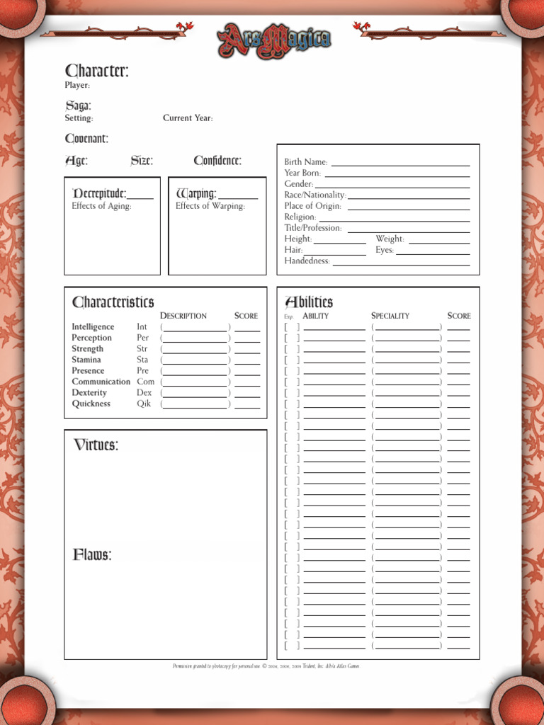 ArM5Charsheet FormFill Companion | PDF