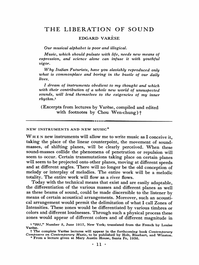 Varese Edgard 1966 The Liberation of Sound | PDF | Crystal | Rhythm