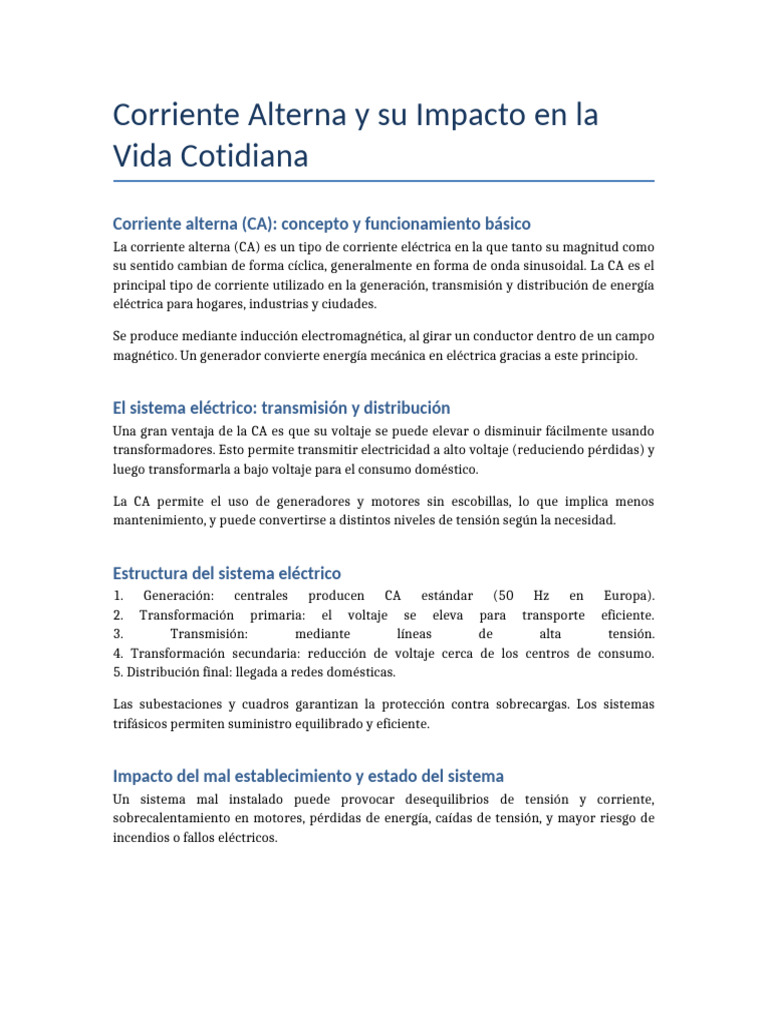Corriente Alterna y Sistema Electrico | PDF | Corriente alterna ...