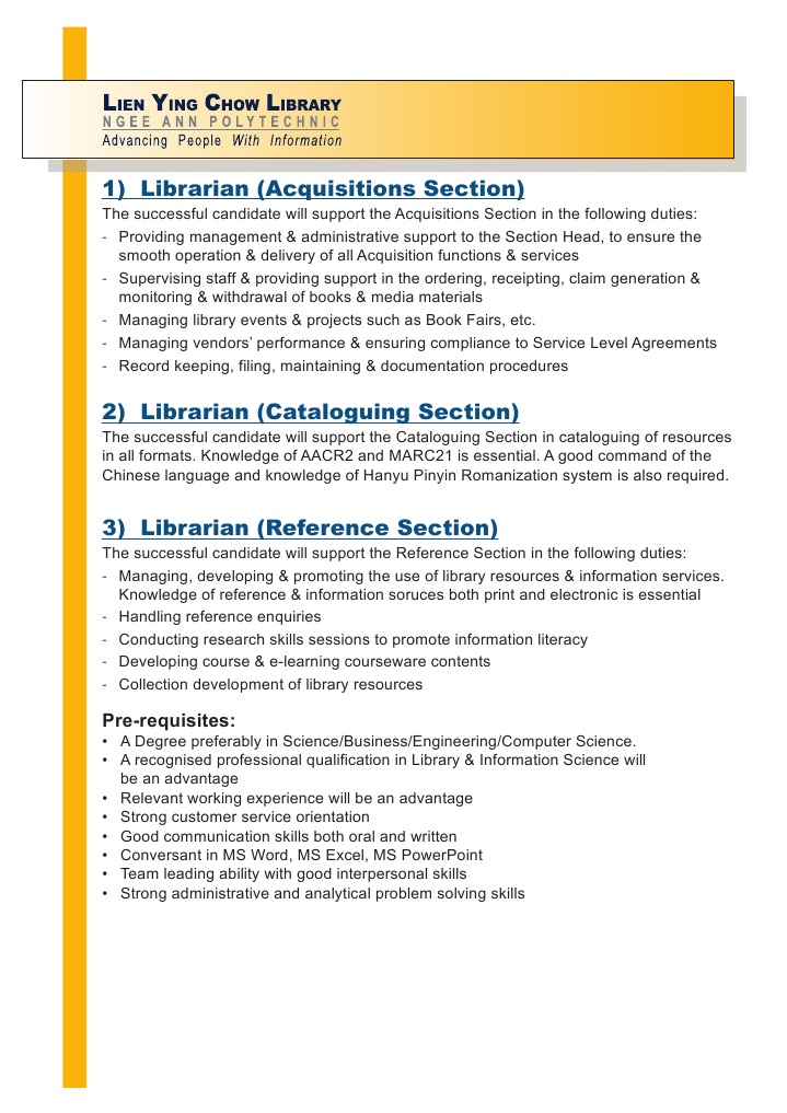 Ngee Ann Library Positions (July 2012) | PDF | Records Management ...