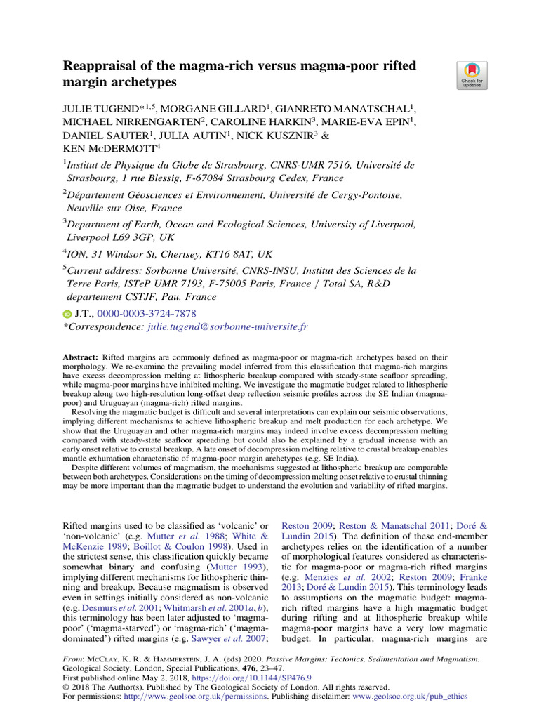 Tugend Et Al 2018 Reappraisal of The Magma Rich Versus Magma Poor ...