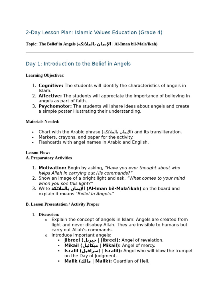 Islamic Values Education 3rd Quarter DLP | PDF | Prophets And ...