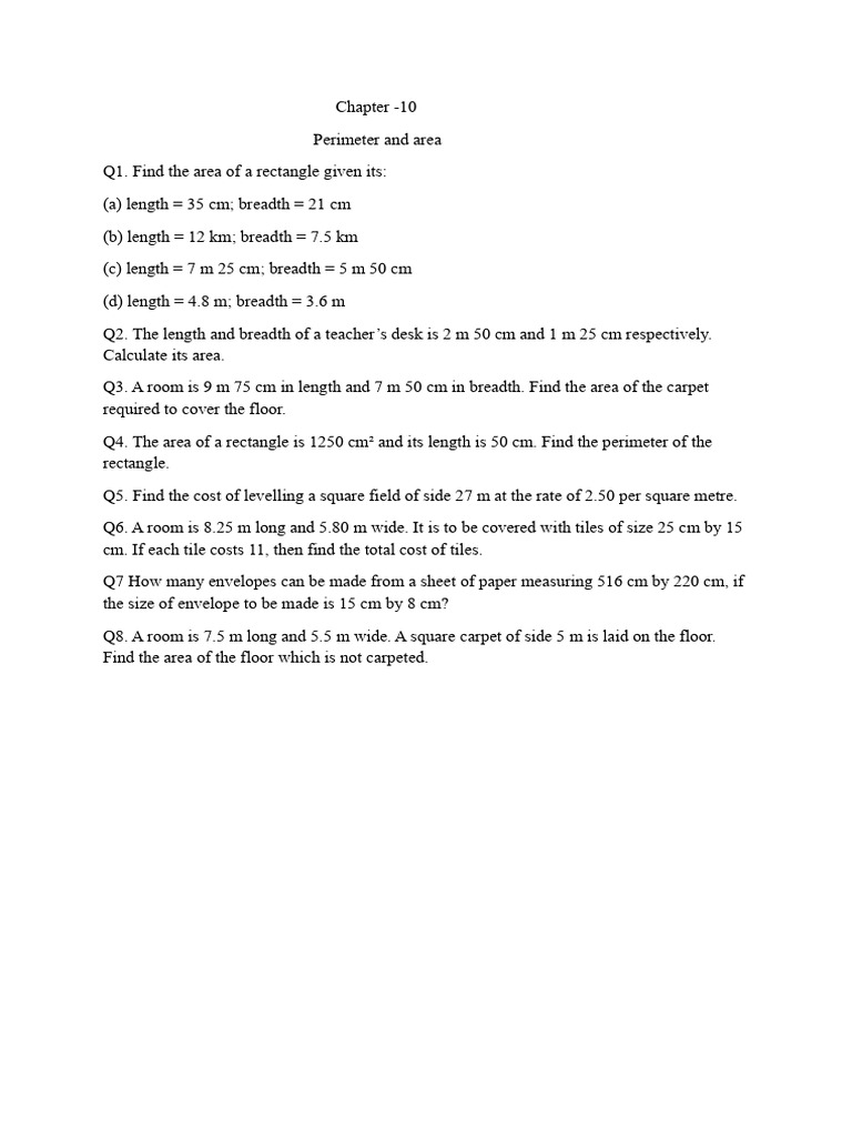 Ch-10 Perimeter and Area | PDF