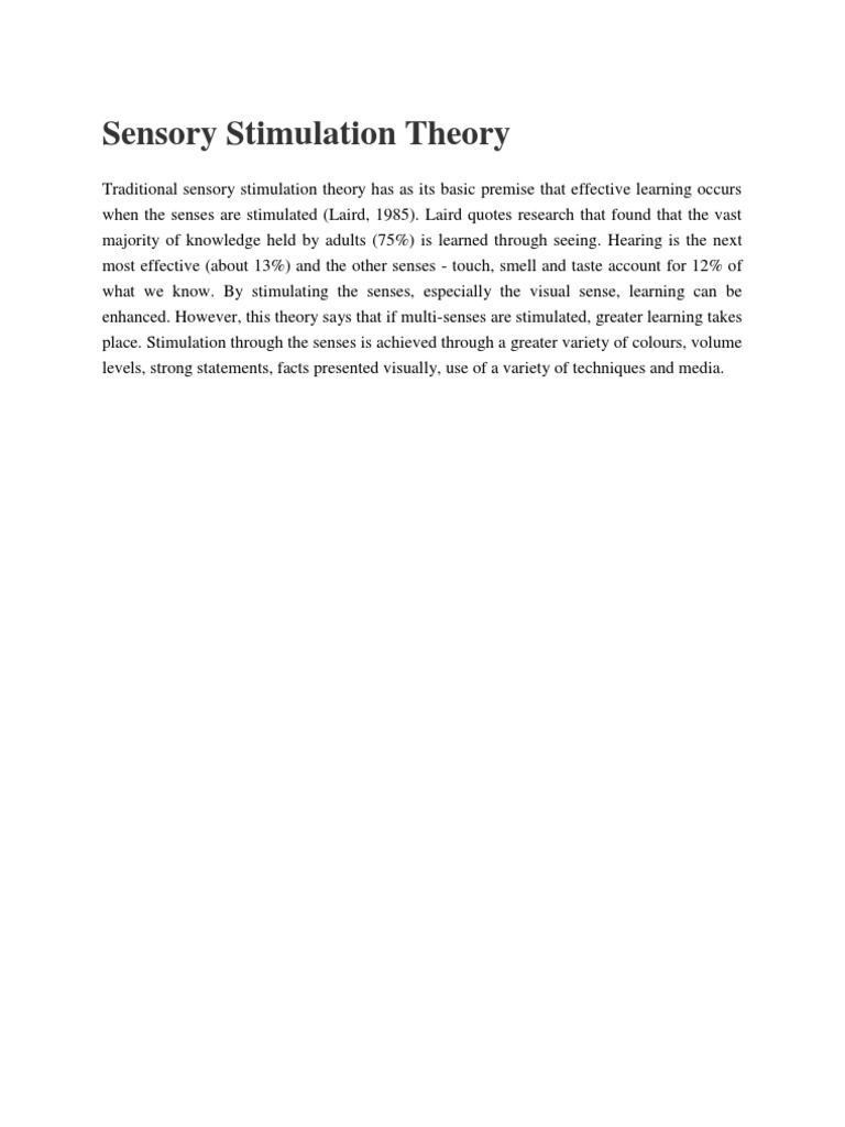 Sensory Stimulation Theory | PDF | Odor | Senses