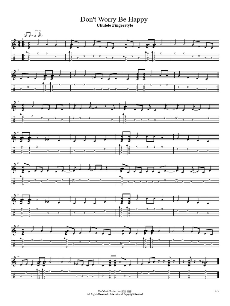 Don't Worry Be Happy-Uku Fingerstyle | PDF