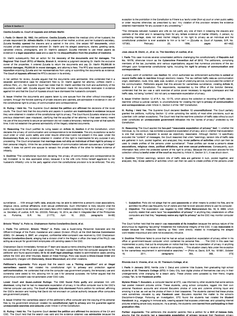 CONSTI LAW II DIGESTS | PDF | Justice | Crime & Violence