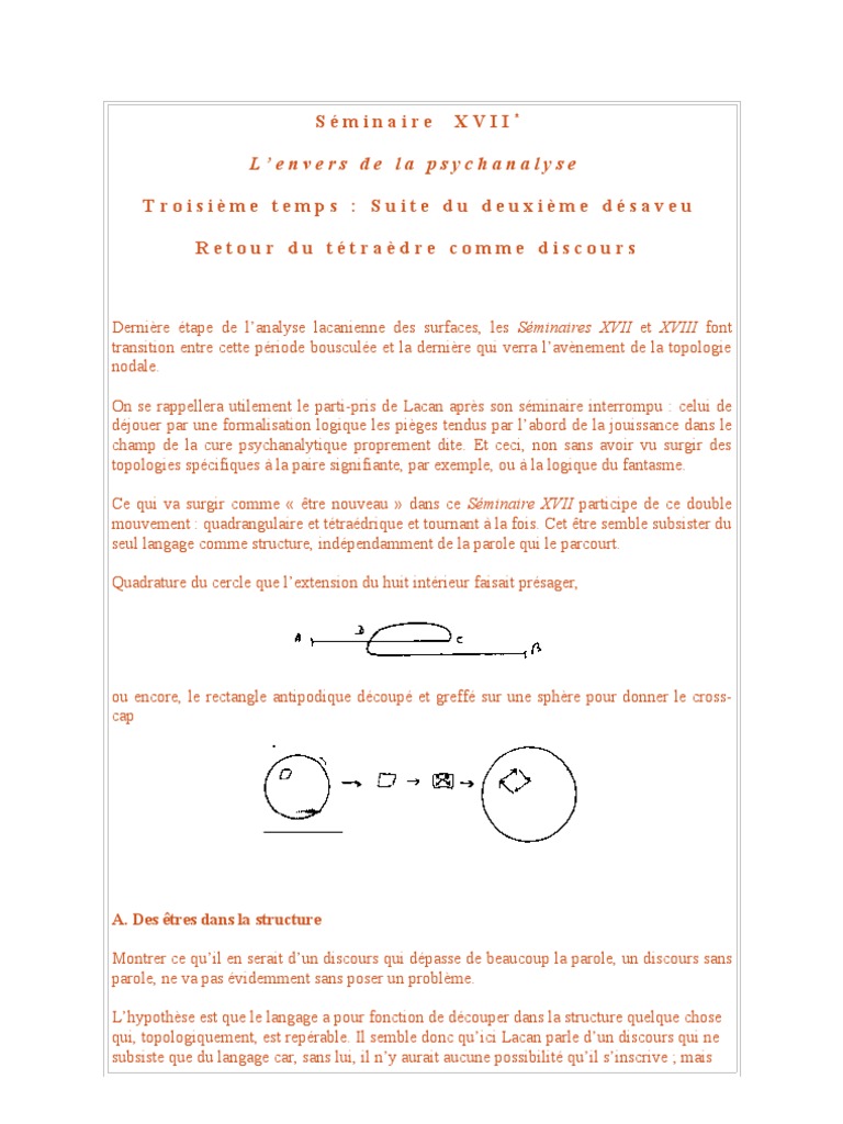 Les Quatre Discours de Lacan | PDF | Jacques Lacan | Psychanalyse