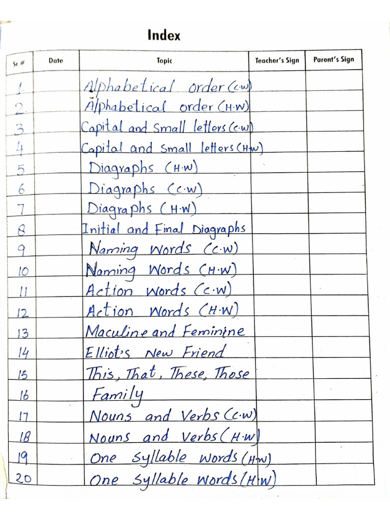 English Notebook Sample Grade 1 | PDF