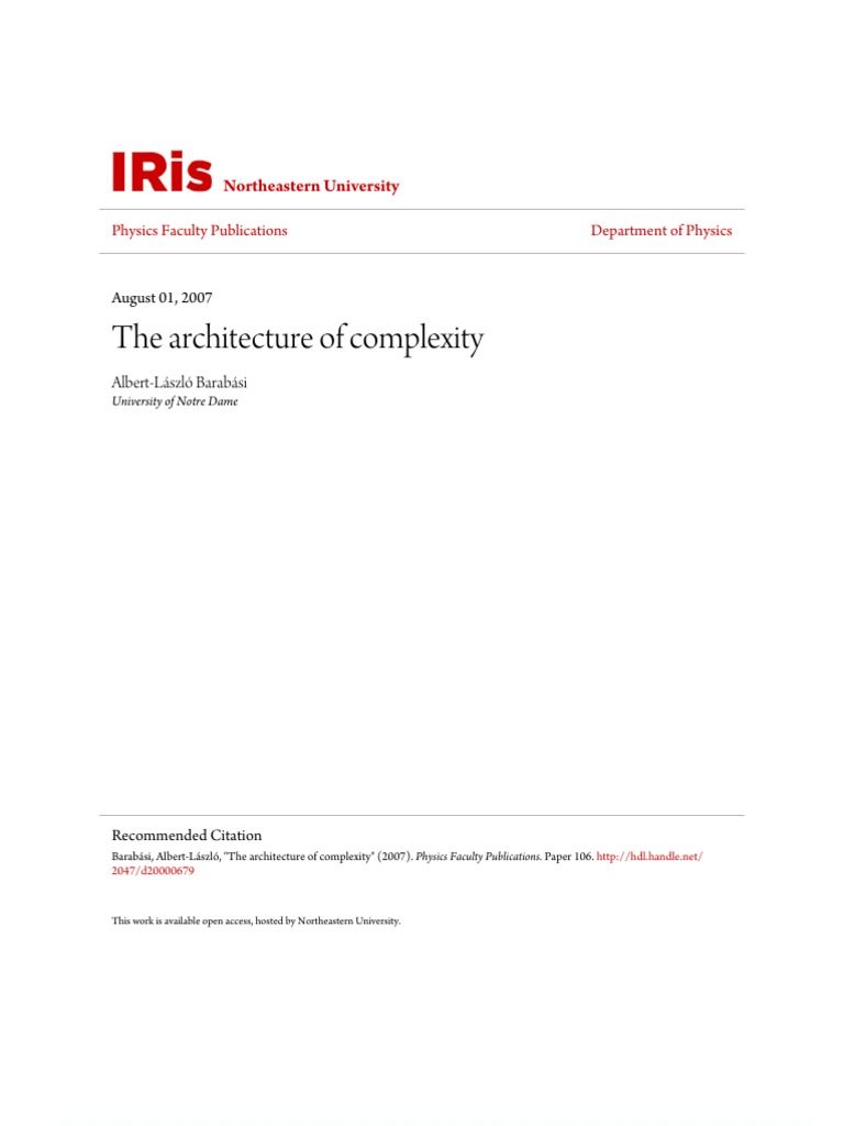 The Architecture of Complexity | PDF | Social Network | Network Topology