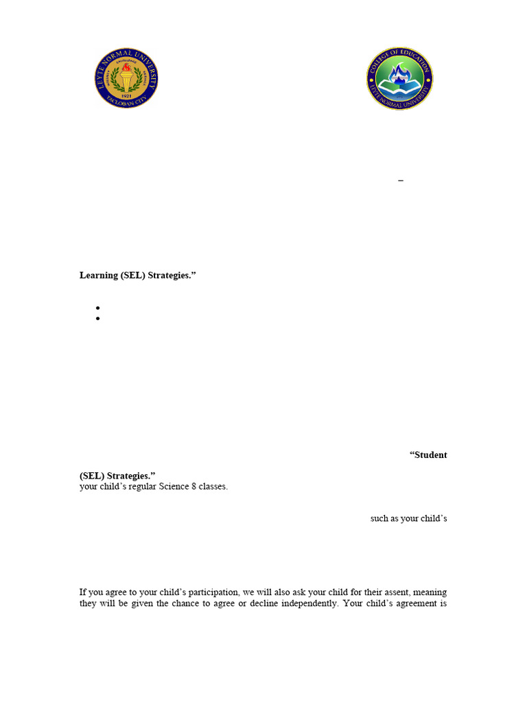 Sel Cbar Parents Consent Form | PDF | Teachers | Learning
