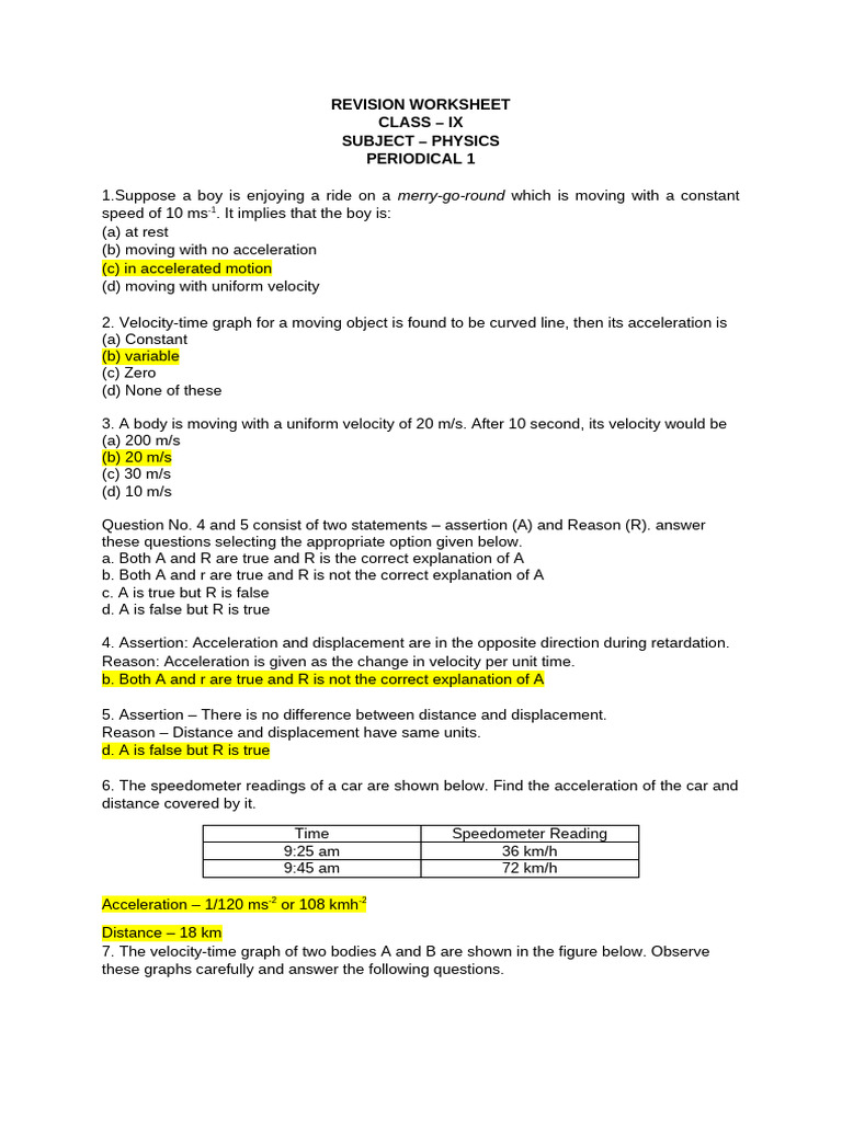 Revision Worksheet Ix p1!25!26 Science Ix 10-07-2025 | PDF ...
