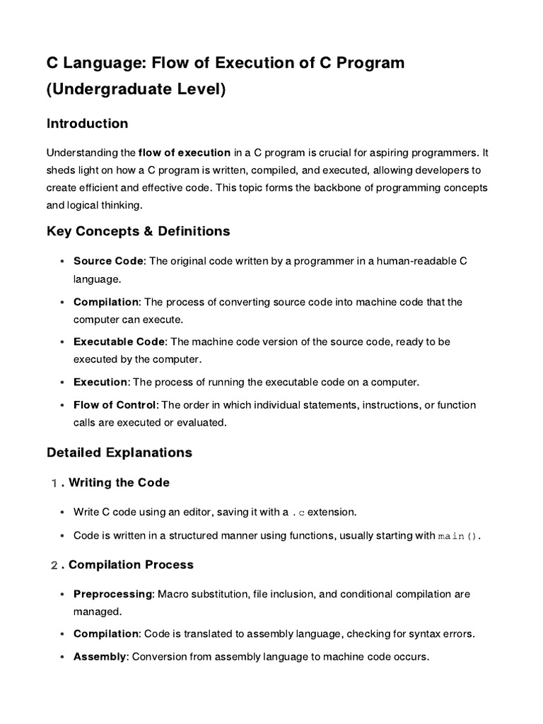 C Program Execution Flow For Undergraduates | PDF | Programming ...