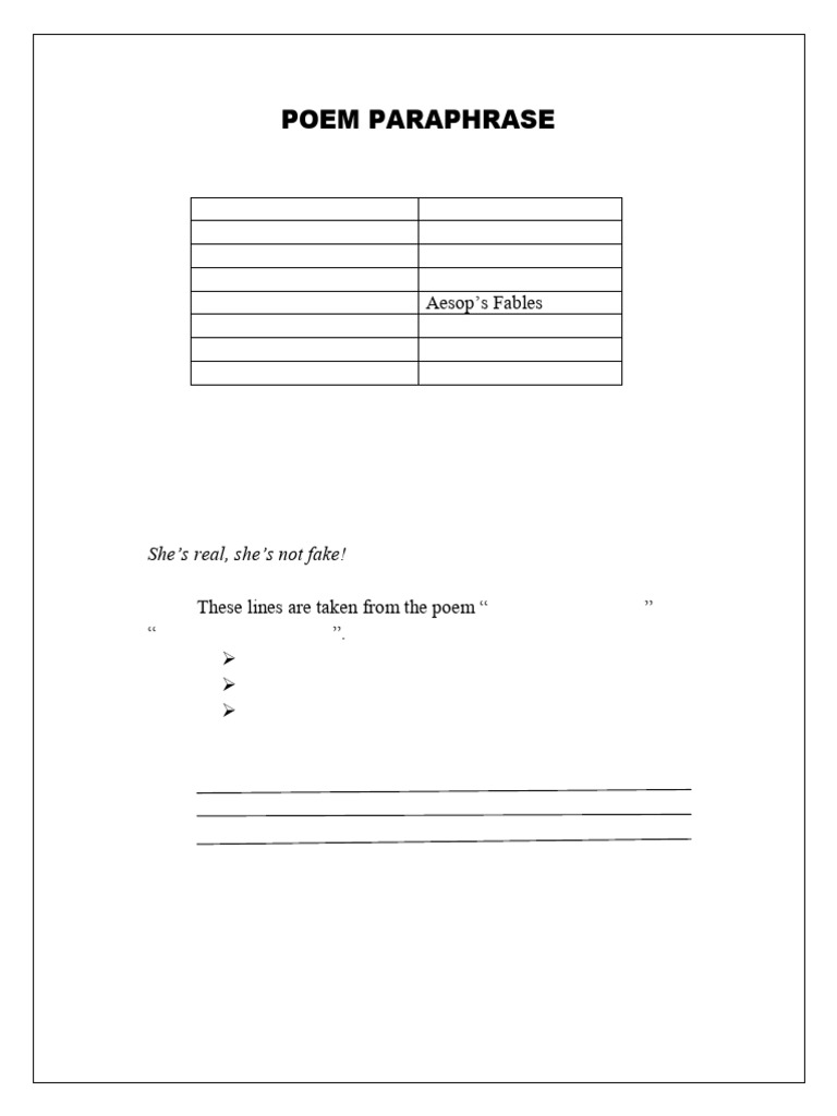 Poem Paraphrase | PDF
