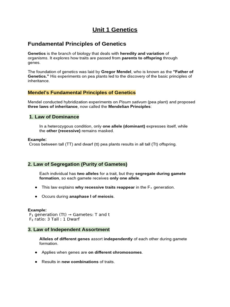 Unit 1 Genetic Engineering Notes AKTU | PDF | Dominance (Genetics ...