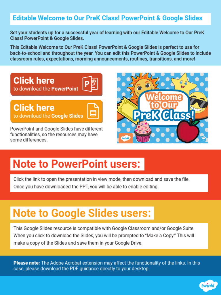 Editable Welcome To Our Prek Class Powerpoint Google Slides Us CM ...