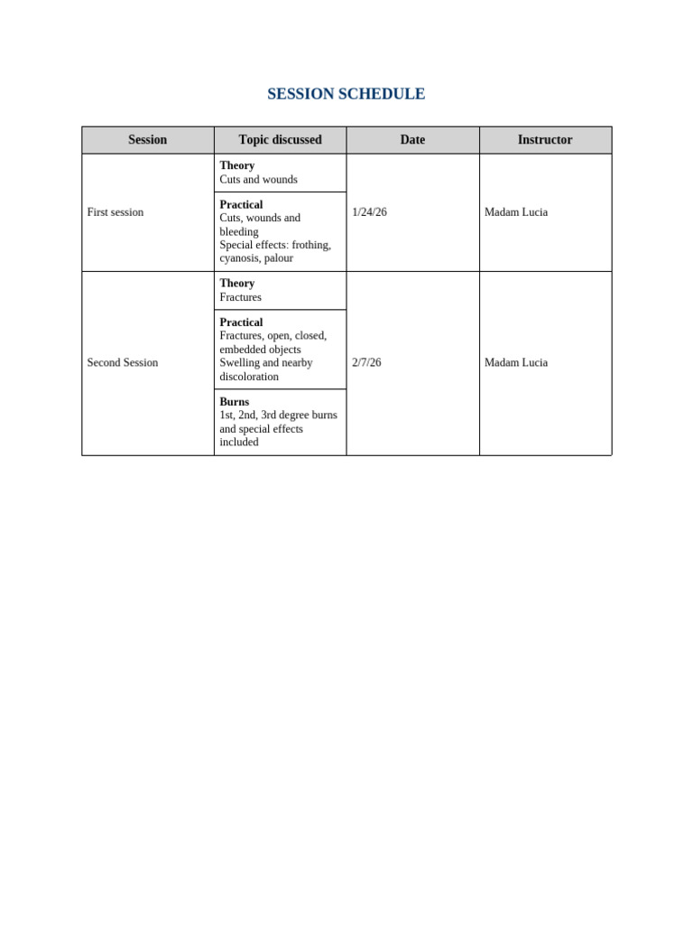 Session Schedule Updated | PDF