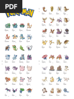 Generation 1 Pokémon Checklist | PDF | Fictional Life Forms | Video Games
