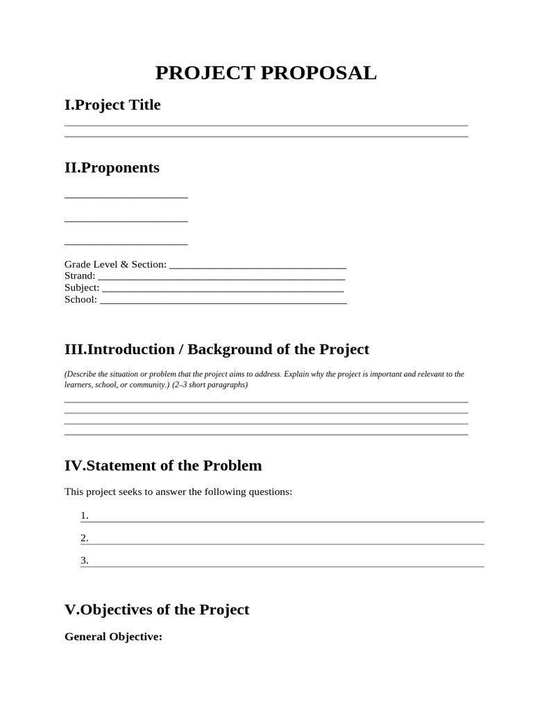 Project Proposal Template For Students | PDF