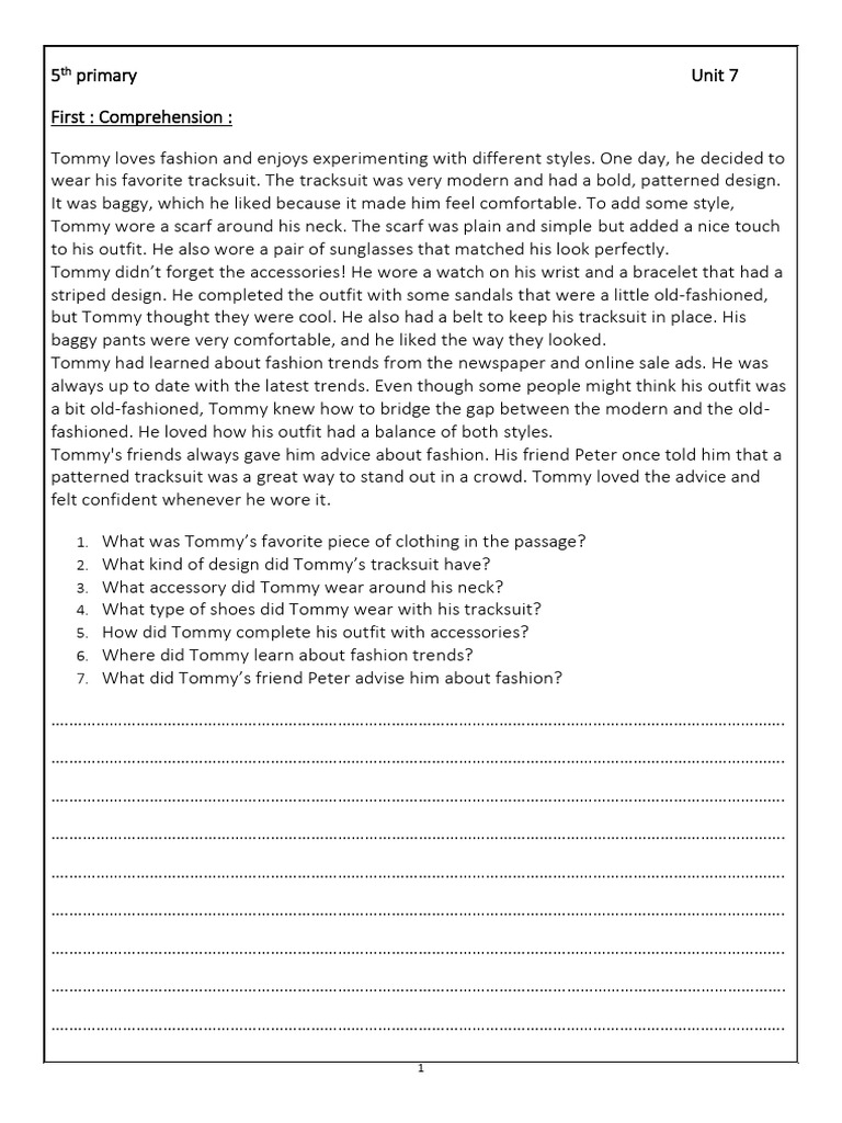 5th Unit 7 Session 1 | PDF