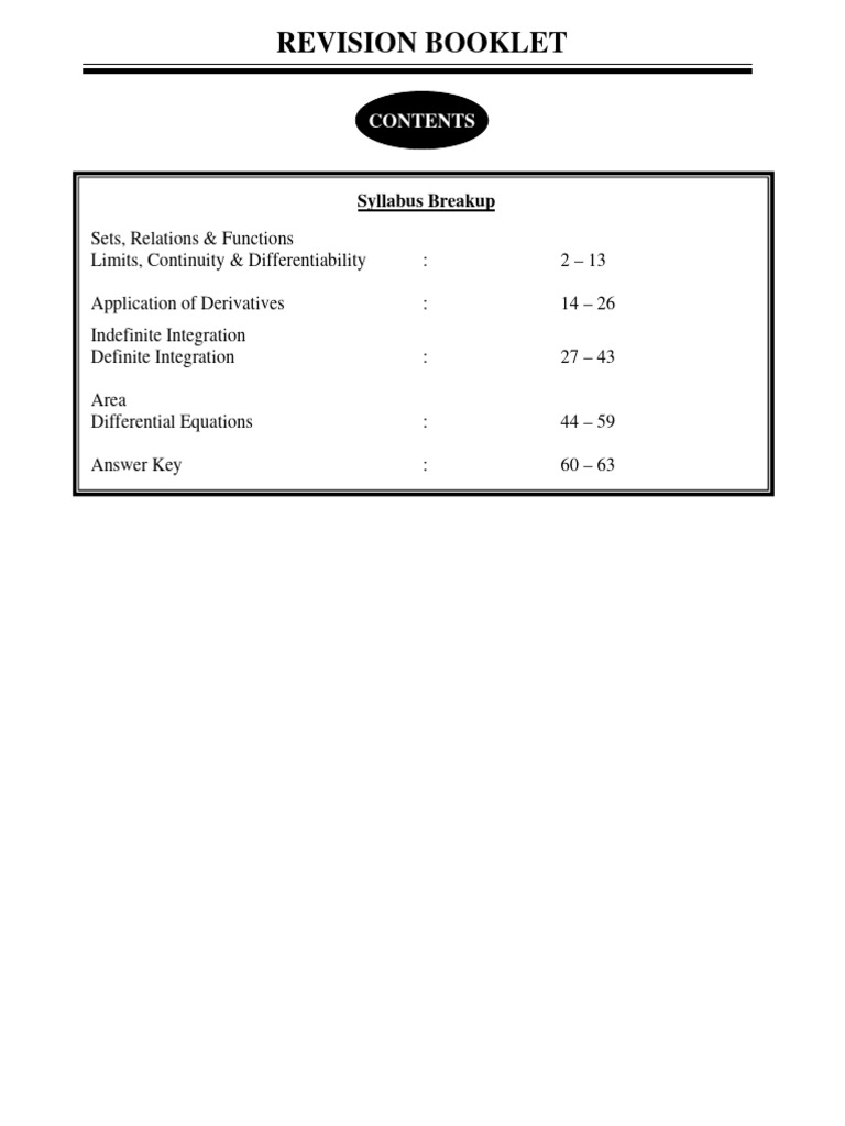 Revision Booklet Mathematics | PDF | Function (Mathematics) | Equations