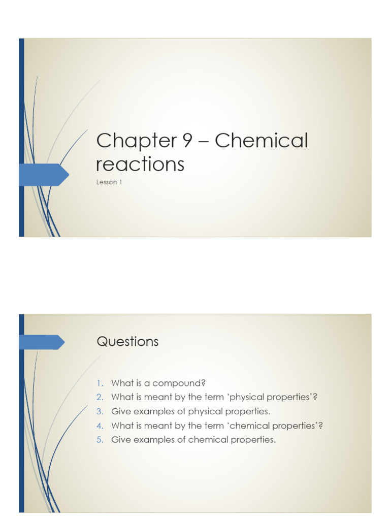 Chapter 9 - Chemical Reaction - Lesson 1 | PDF | Chemical Substances ...