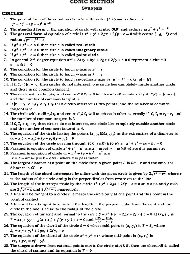 Conics Section | PDF