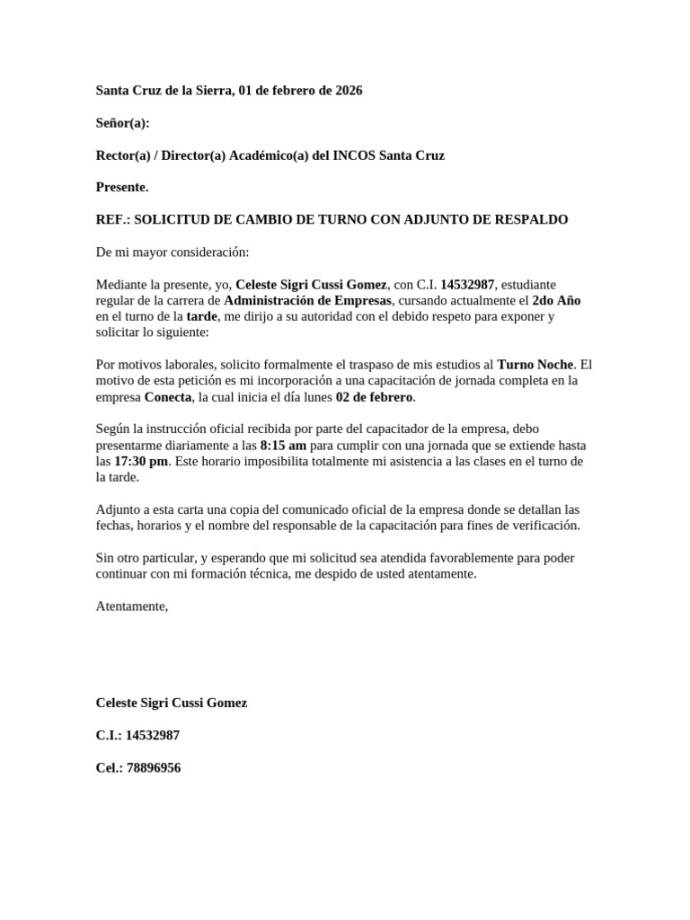 Cussi Gomez Cambio de Turno | PDF