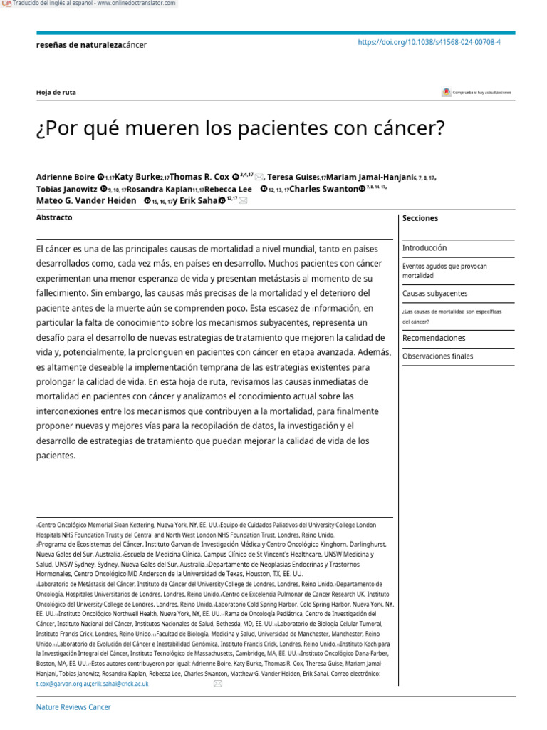 Por Qué Mueren Los Pacientes Con Cáncer 2024 | PDF | Metástasis | Cáncer