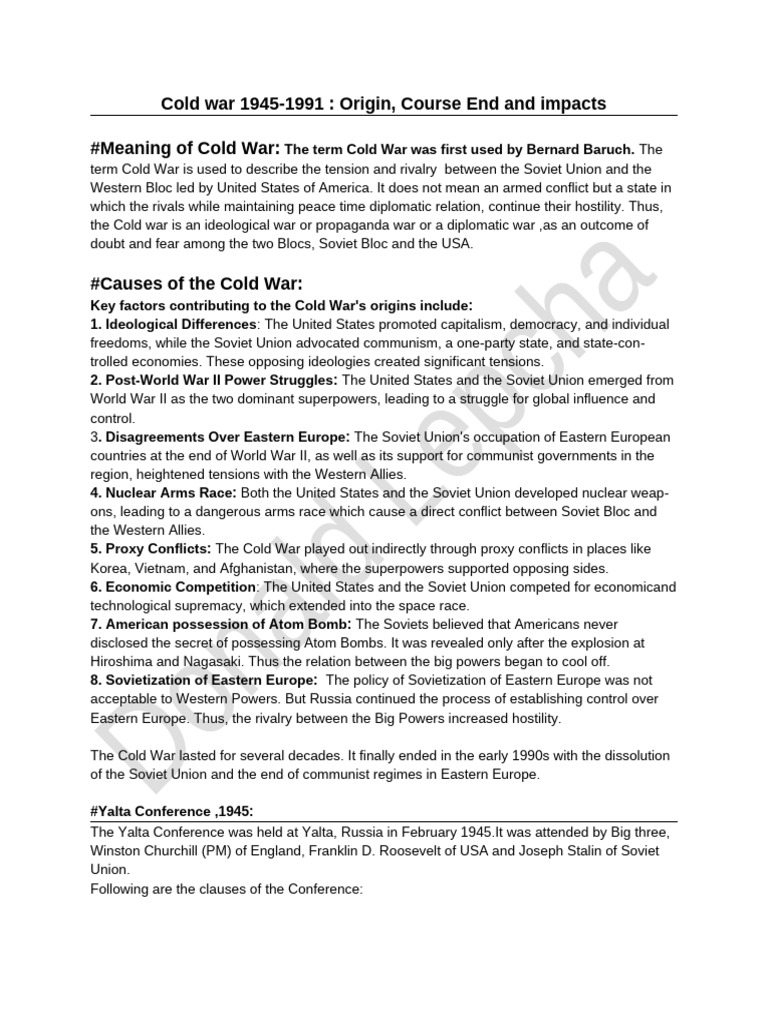 Origin of Cold War | PDF | Marshall Plan | Cold War