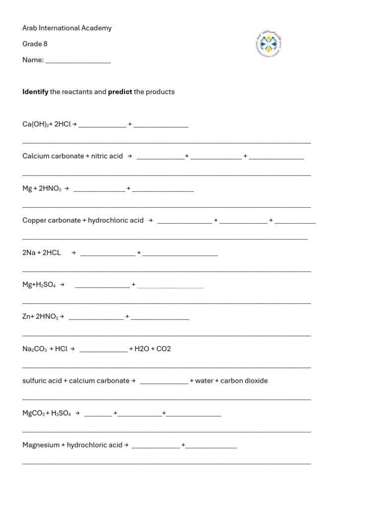 Identify Reactants and Predict Products | PDF